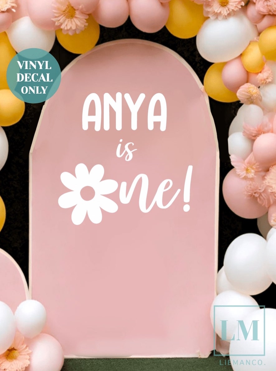 Daisy Theme First Birthday Party Backdrop Decal - Liemanco Australia