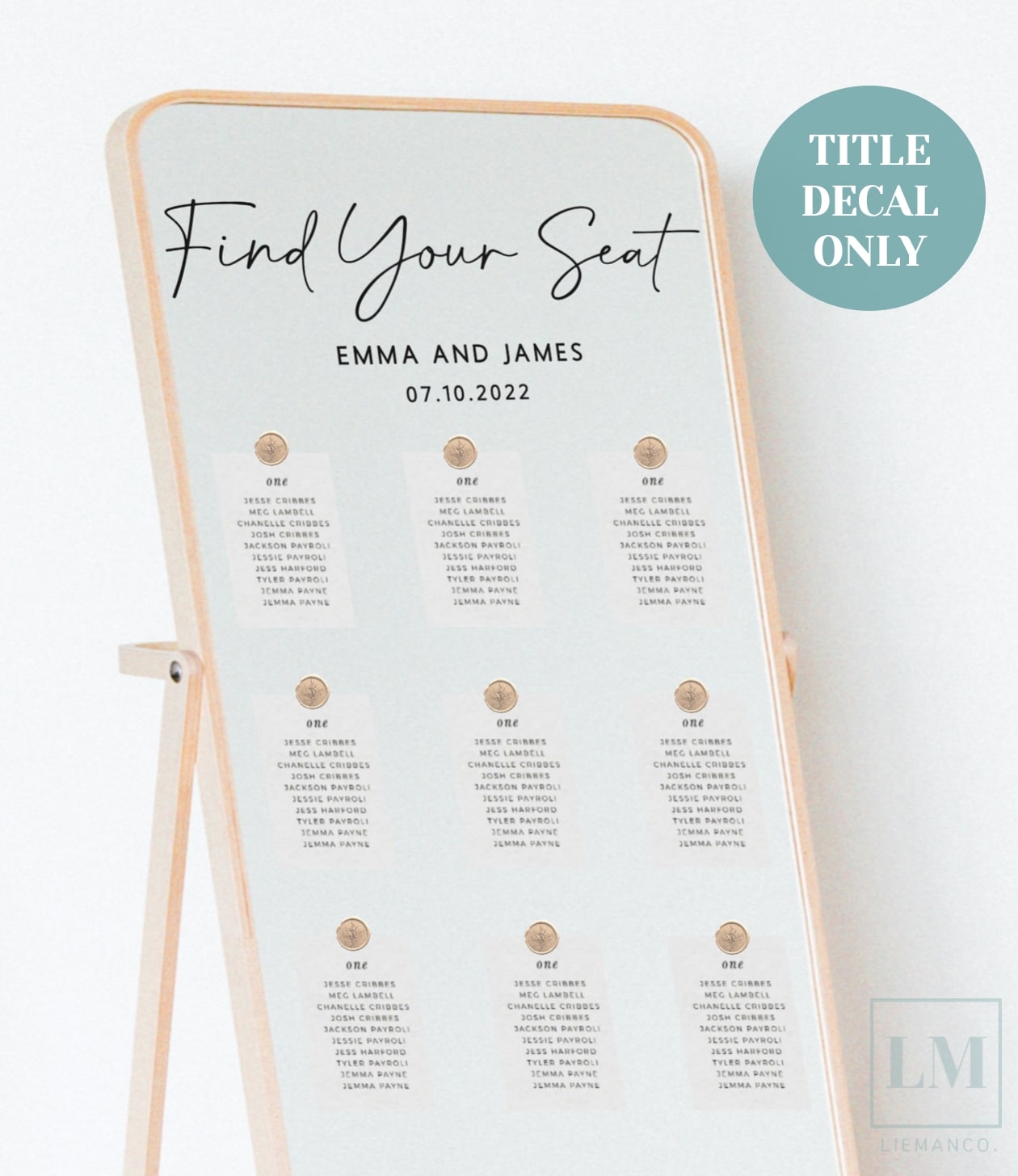 Find Your Seat Decal for Seating Chart Mirror - Liemanco Australia