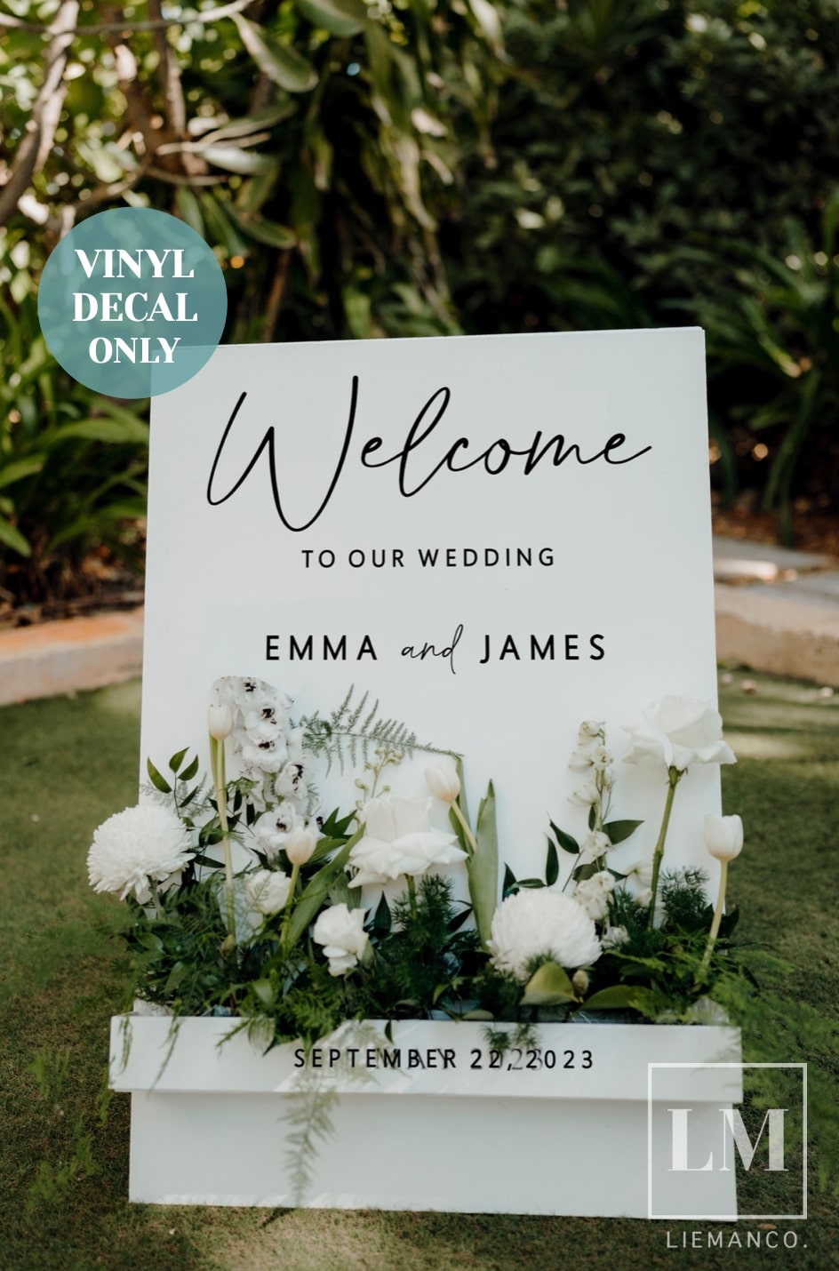 Custom Decal for Flower Box Wedding Sign - Liemanco Australia