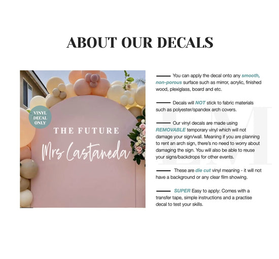 Future Mrs Balloon Arch Decal for Bridal Shower Decor - Liemanco Australia