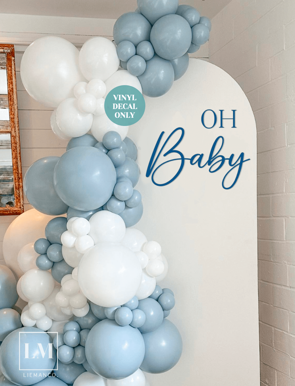 Oh Baby Vinyl Decal for Baby Shower Backdrop - Liemanco Australia